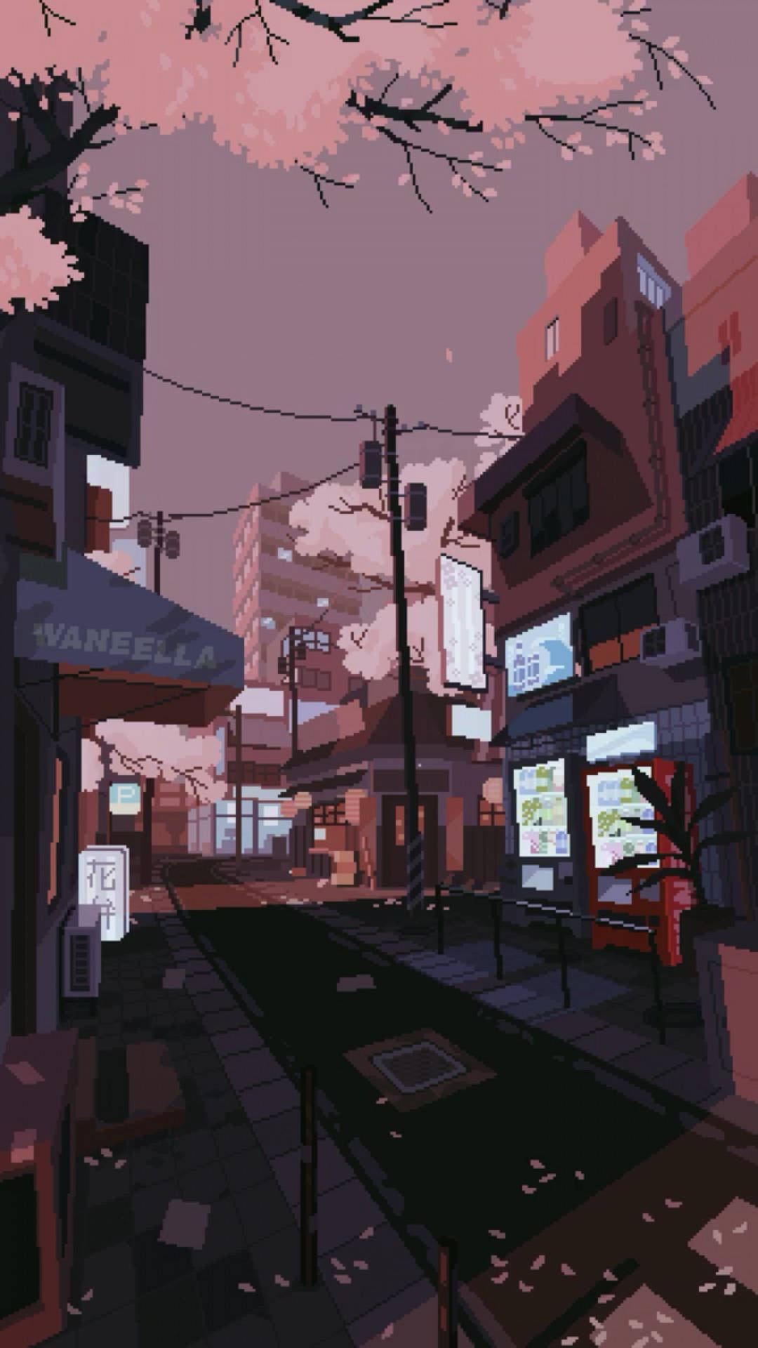 Download free Aesthetic Anime Pixel Street Phone Wallpaper MrWallpaper