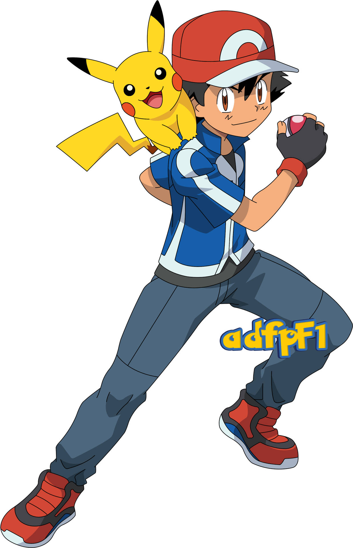Ash Ketchum Winning Pose On Pokemon Coloring Page