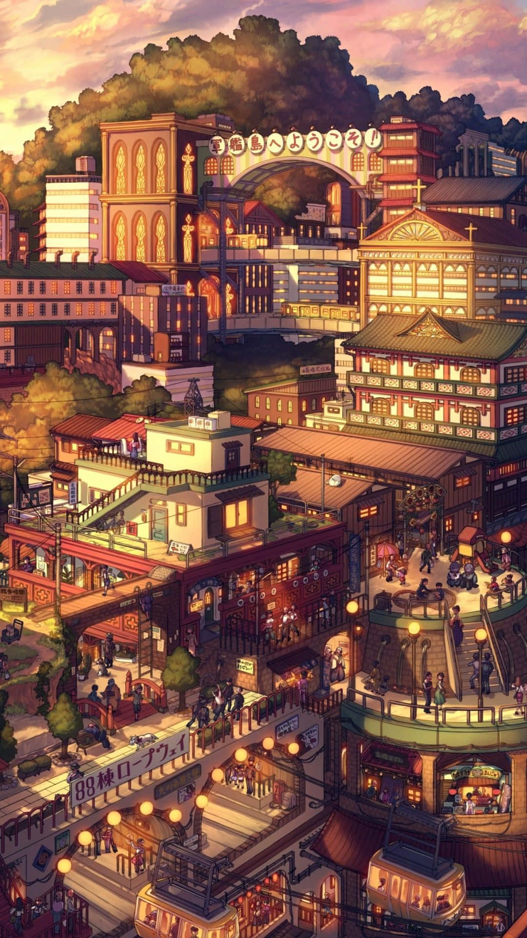 Download free Vintage Anime Multi level Buildings Wallpaper MrWallpaper