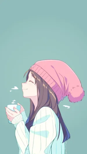 Download free Sipping Cute Anime Girl Iphone Wallpaper MrWallpaper